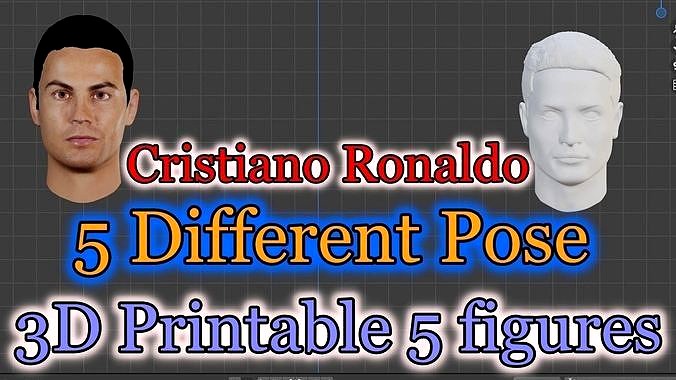 Cristiano Ronaldo 3D Printable 5 Figures With Football | 3D model