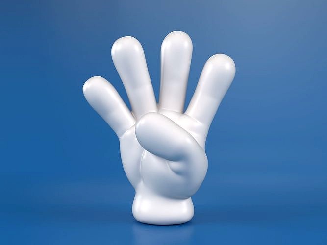 Cartoon hand 5 fingers Four | 3D model