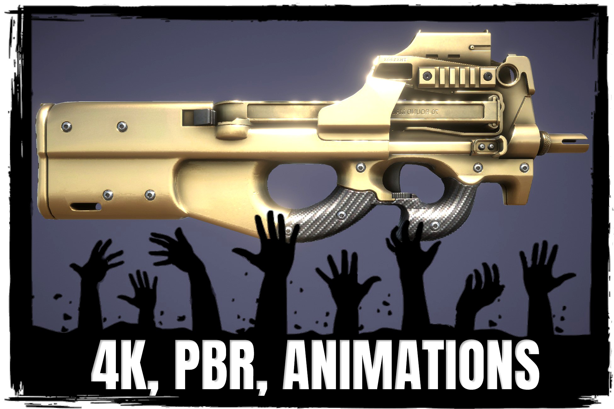 Compact Assault Rifle Gold (Apocalypse Weapons) 3d model