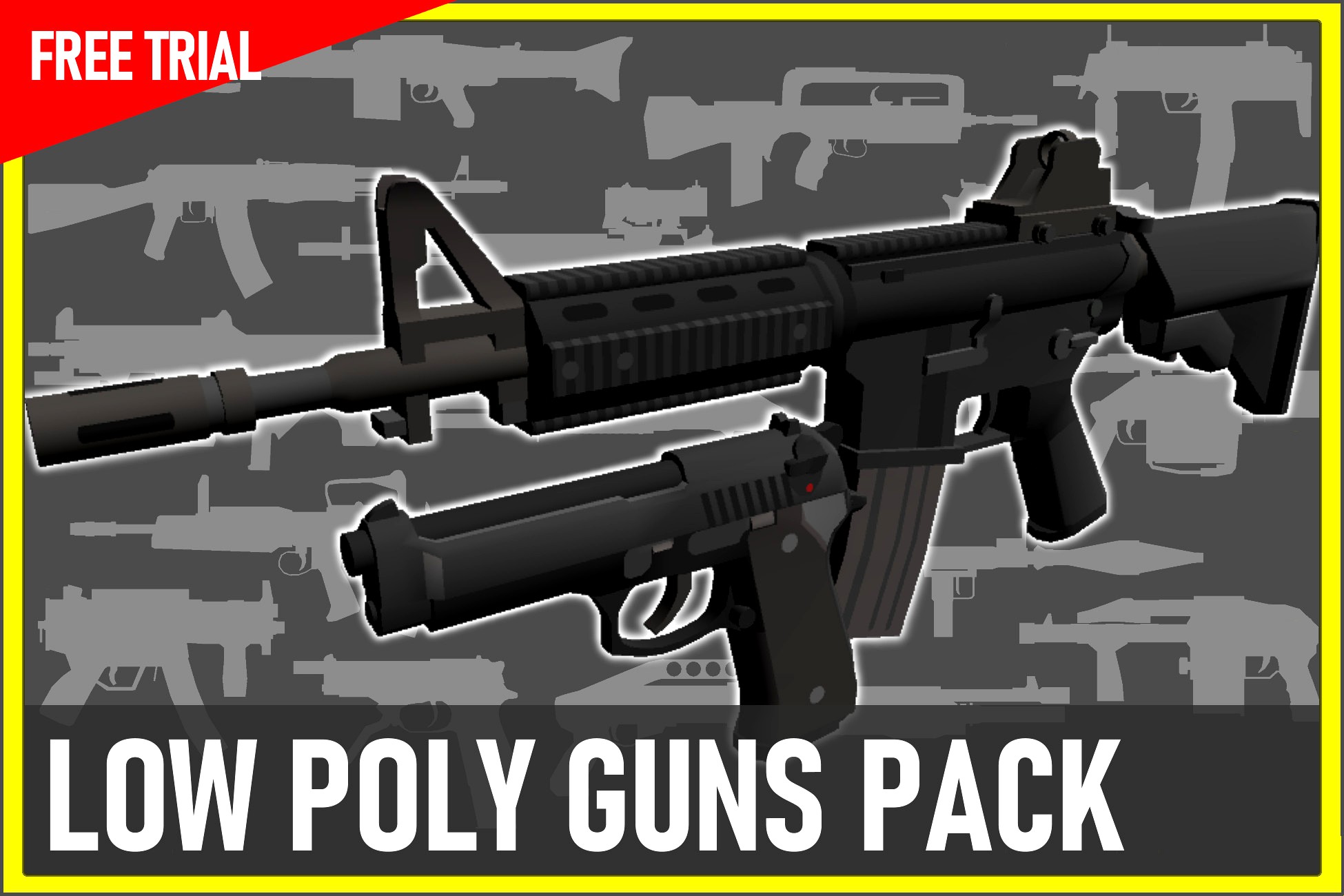 [Sample] LOW-POLY GUNS PACK 3d model