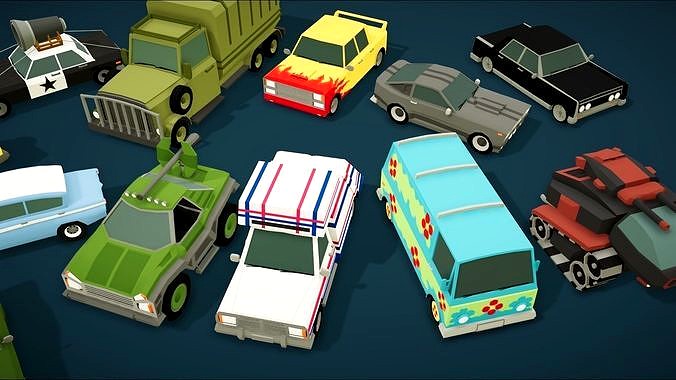 Low Poly Cars Pack 80 cars 3d model