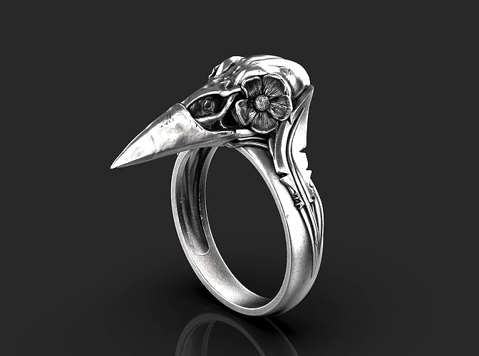 Skull crow ring | 3D model
