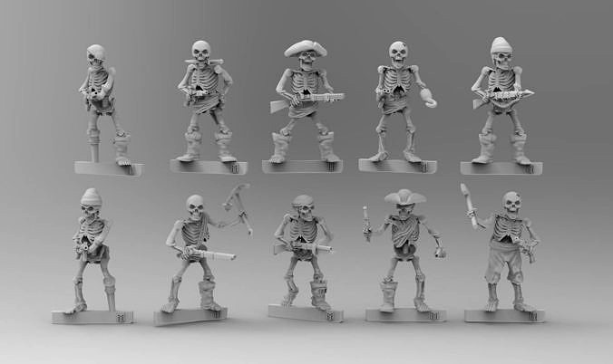 28mm Undead Skeleton Pirate Wargaming Miniatures - 3D Print | 3D model