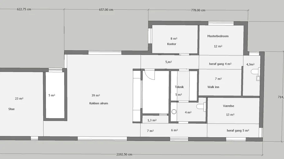 166 m2 house plan 3d model
