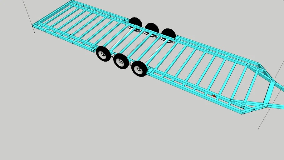32' Lowboy Tiny House Trailer 3d model