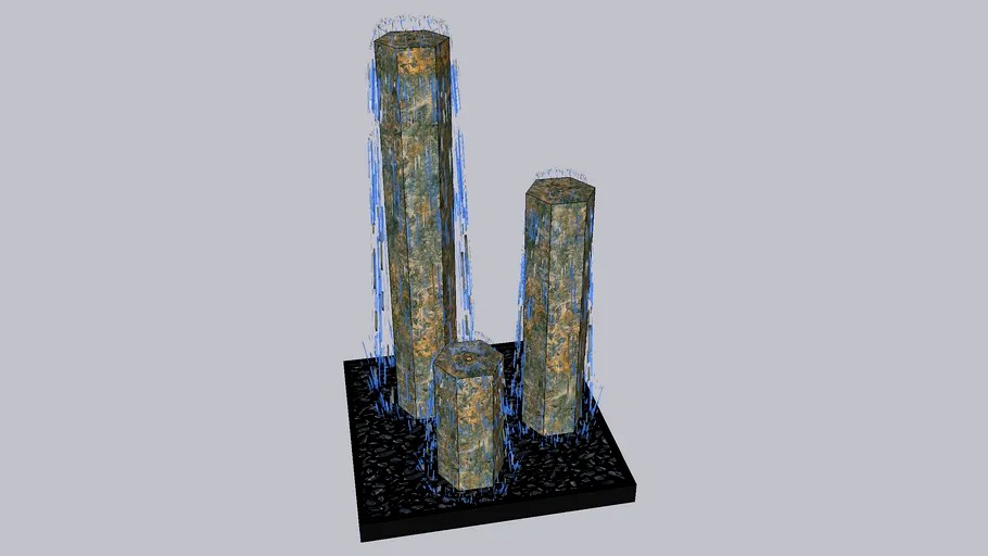 3 basalt column water feature 3d model