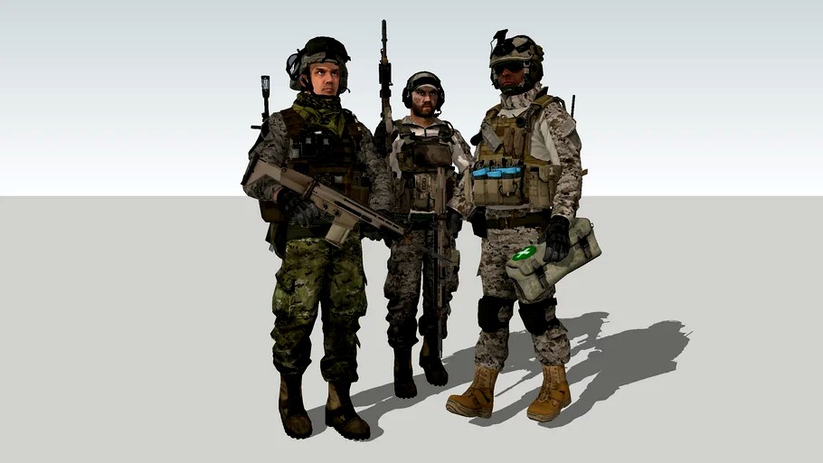 USMC Force Reconnaissance Tactical Team Set 01 3d model