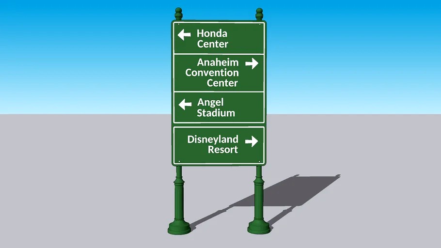 Anaheim Resort Freeway Off Ramp Wayfinding Directional Sign 3d model