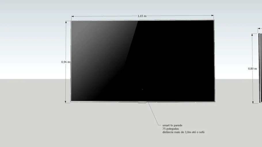 smart tv com medidas e polegadas 3d model