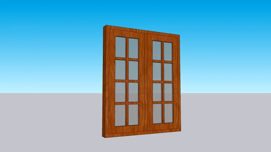 Glass window with wood frame 3d model