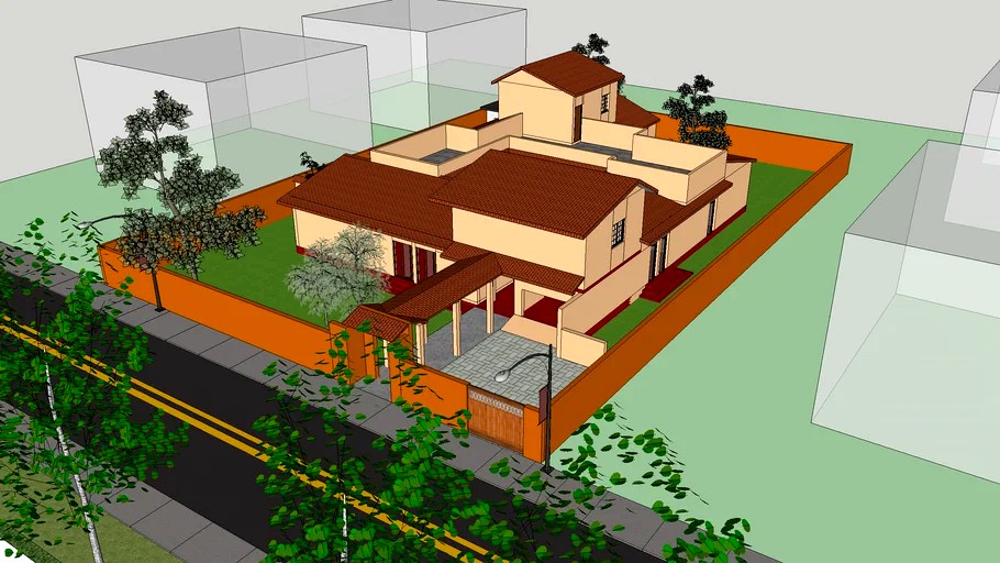 koramangala house charles correa 3d model