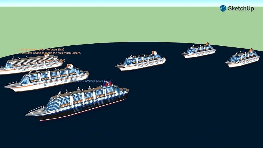 MS Narendra (Looks of Both Cruise Ship and Refugee Ship) 3d model