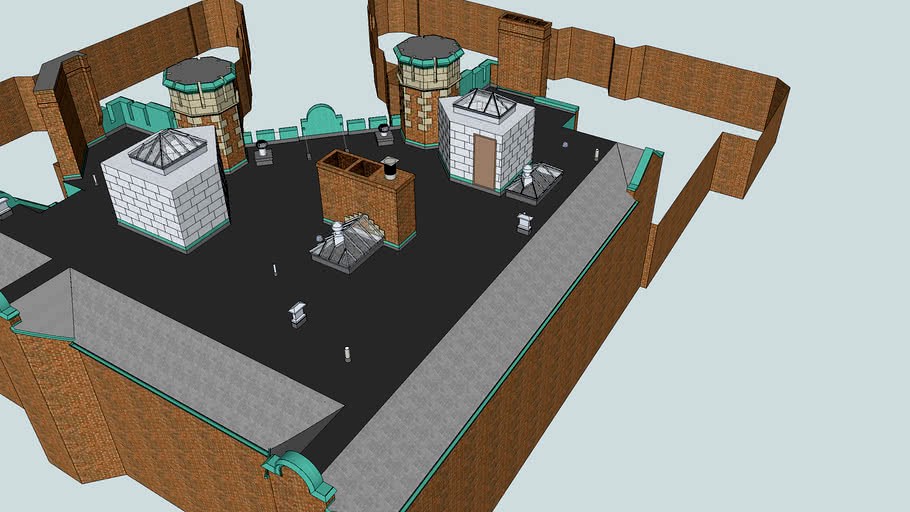 Central part of the roof + building outline 3d model