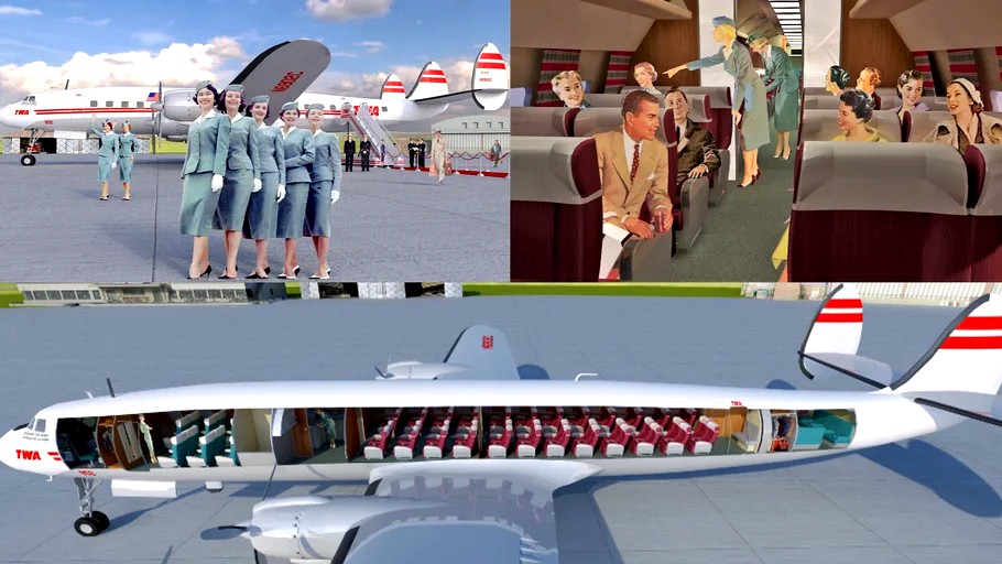 TWA Lockheed L-1049 Super Constellation (1951) 3d model