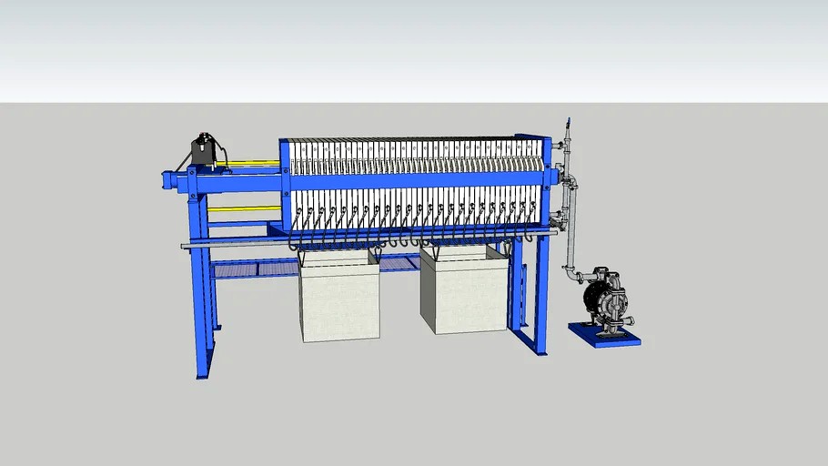 1000mm Mash Filter Press with Catwalk 3d model