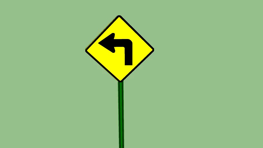 Sharp Left Turn Sign 3d model