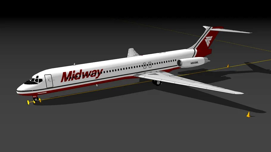 Midway Airlines MD-87 (DC-9-87) (1991) 3d model