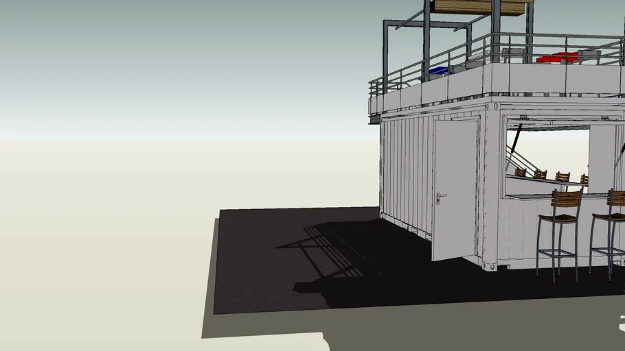 20ft shipping container bar snack / container bar snack 3d model