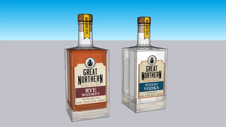 Great Northern Distilling Craft Distillery Whiskey Bottle and Vodka ...