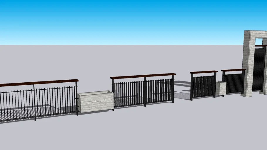 Garden and House Fencing 3d model