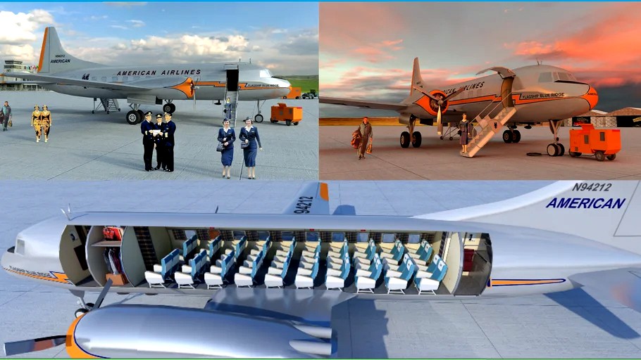 AMERICAN AIRLINES Convair CV-240 (1948) 3d model