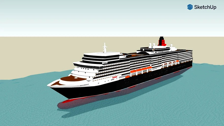 cruise ship Queen Elizabeth for 3d printing model