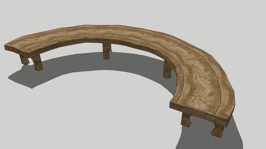 Curved rustic BENCH 3d model