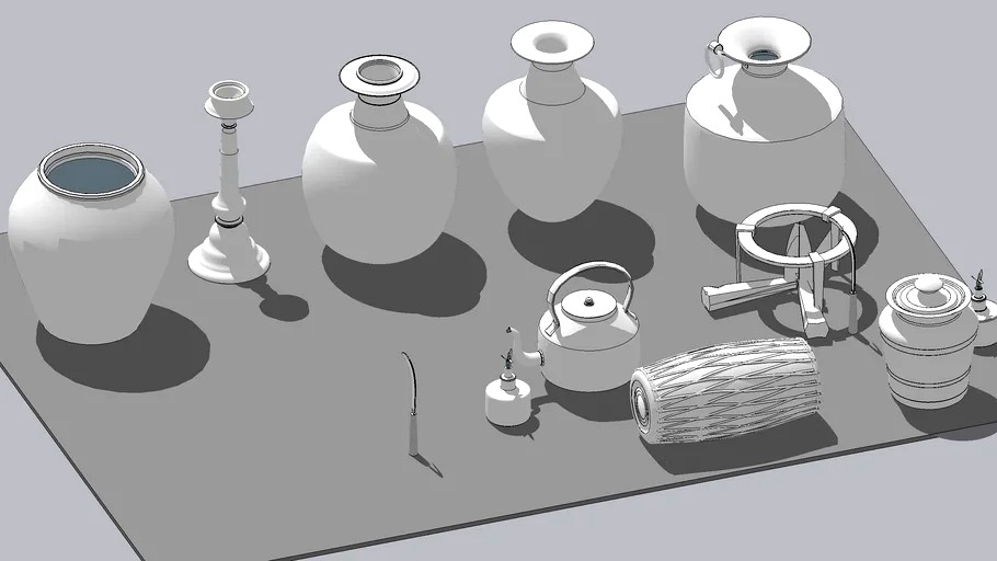 Nepali Antiques Utensils and Madal 3d model