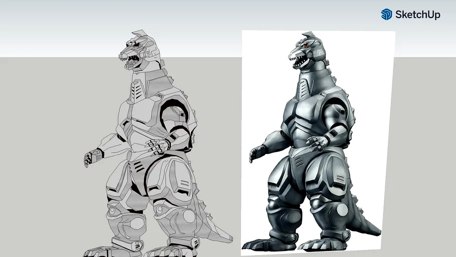 Mecha Godzilla 2d model v2 3d