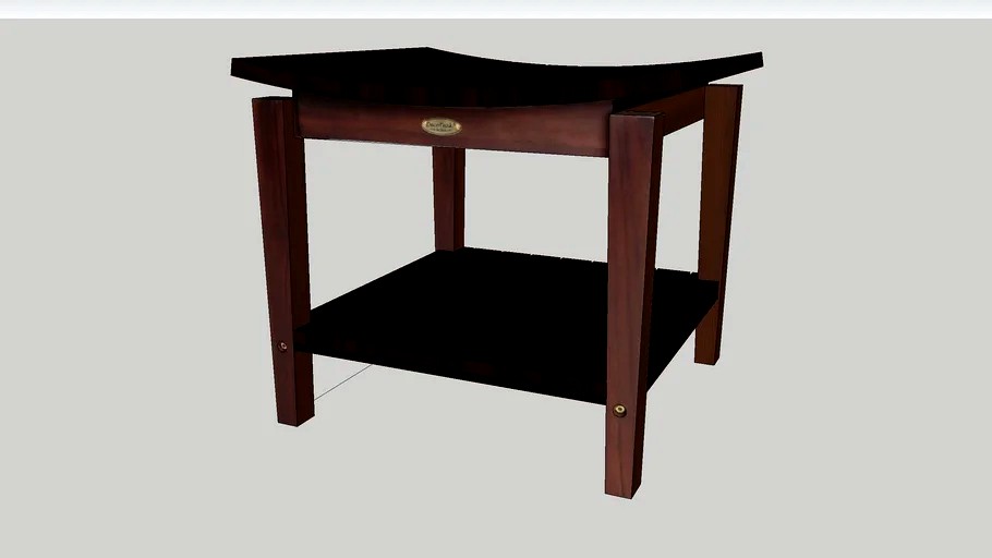 Curved Shower Bench with Shelf in Brown Finish 3d model