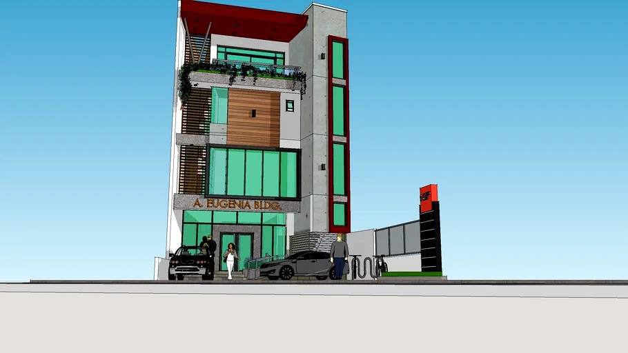4 storey Hotel building 3d model