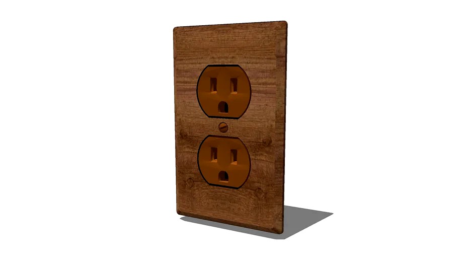 Decorative Wooden Electrical Outlet Faceplate 3d model