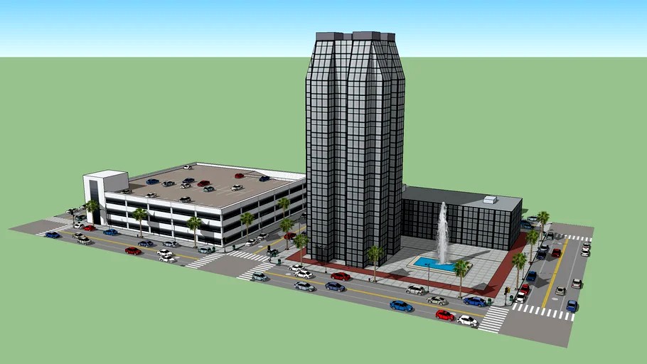Office Plaza and Parking Deck 3d model