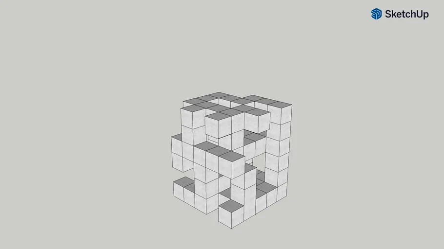 2 point perspective cube 3d model