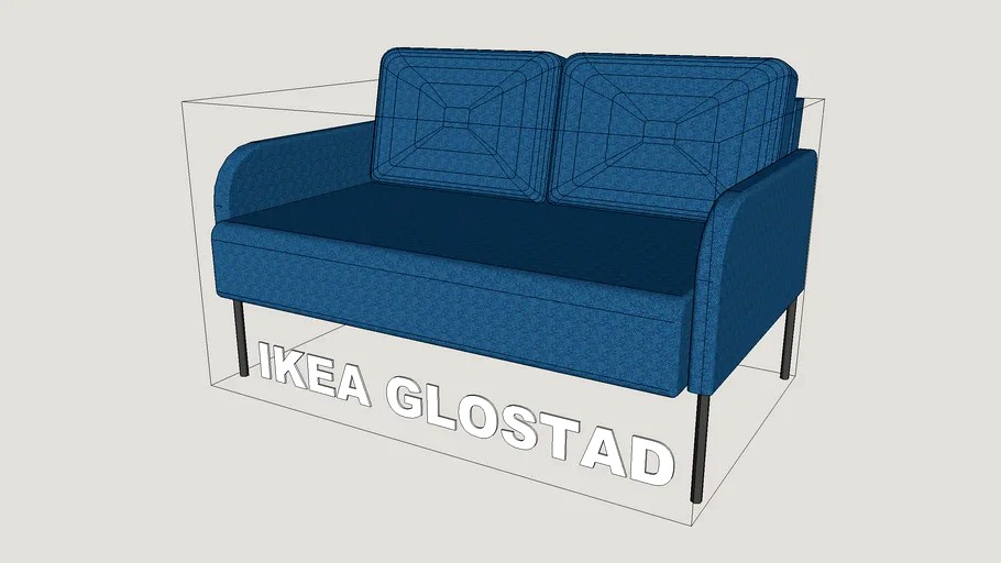IKEA GLOSTAD 2seat blue sofa LOW POLY 3d model