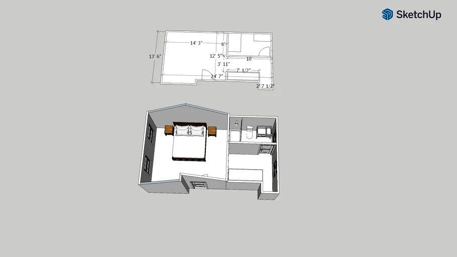master bedroom floor plan 3d model