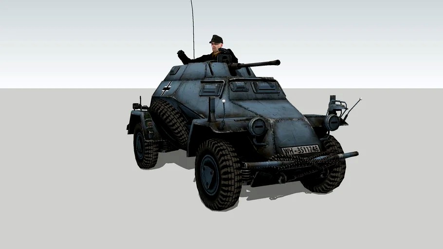 WW2 German Sdkfz 222 Reconnaissance Vehicle - Whermacht Set 01 3d model