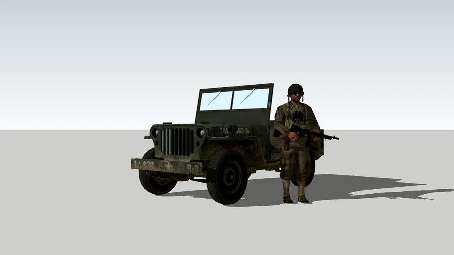 WW2 US Willys MB Jeep Set 01 3d model