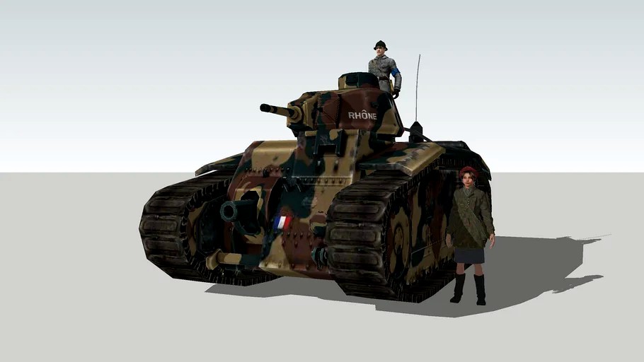 WW2 French Armored Corps Char B1 BIS Tank Set 01 3d model