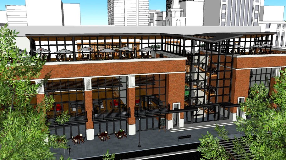 Cliff Of Brick 2.0 (Downtown Mixed Use Brick Building) 3d model