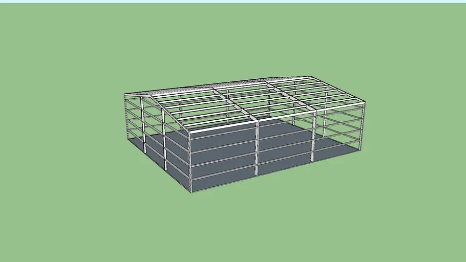 50'x60'x16' Metal Building Frame 3d model