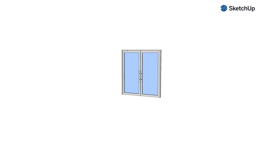 GLASS DOUBLE DOOR WITH PUSH /PULL HANDLE 3d model