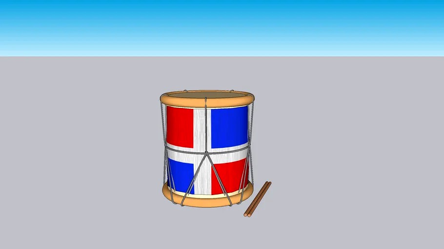 Tambora with dominican flag 3d model