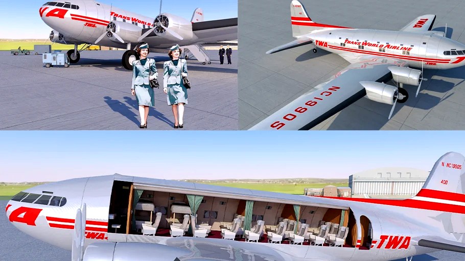 TWA BOEING 307 Stratoliner (1940-1951) 3d model