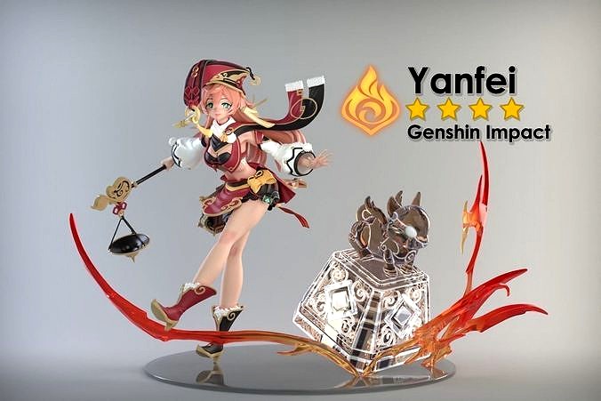 Yanfei from Genshin Impact - Zbrush painted and STL | 3D model