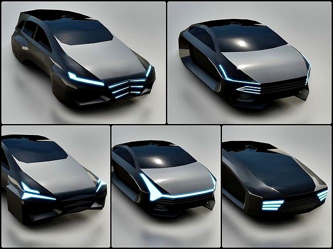 Concept Sci-fi future lowpoly car pack cyberpunk 3d model