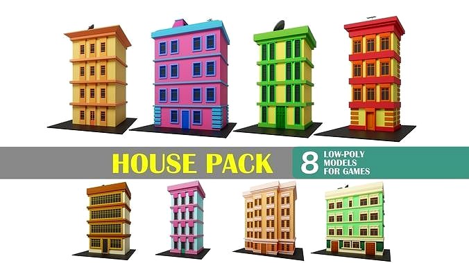 Low Poly House Pack 3d model