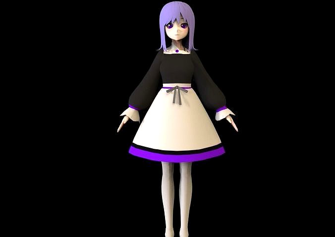 game ready Low Poly Anime Character 25 3d model