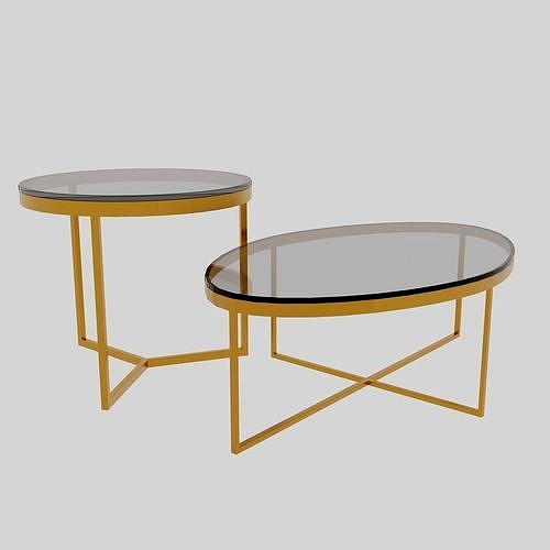 Blender low poly golden glass table 3d model