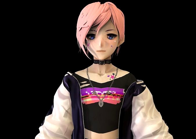 game ready Low Poly Anime Character 18 3d model